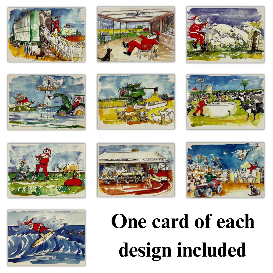 OUTBACK ANTICS CHRISTMAS CARDS 10 PACK – Ranges Country